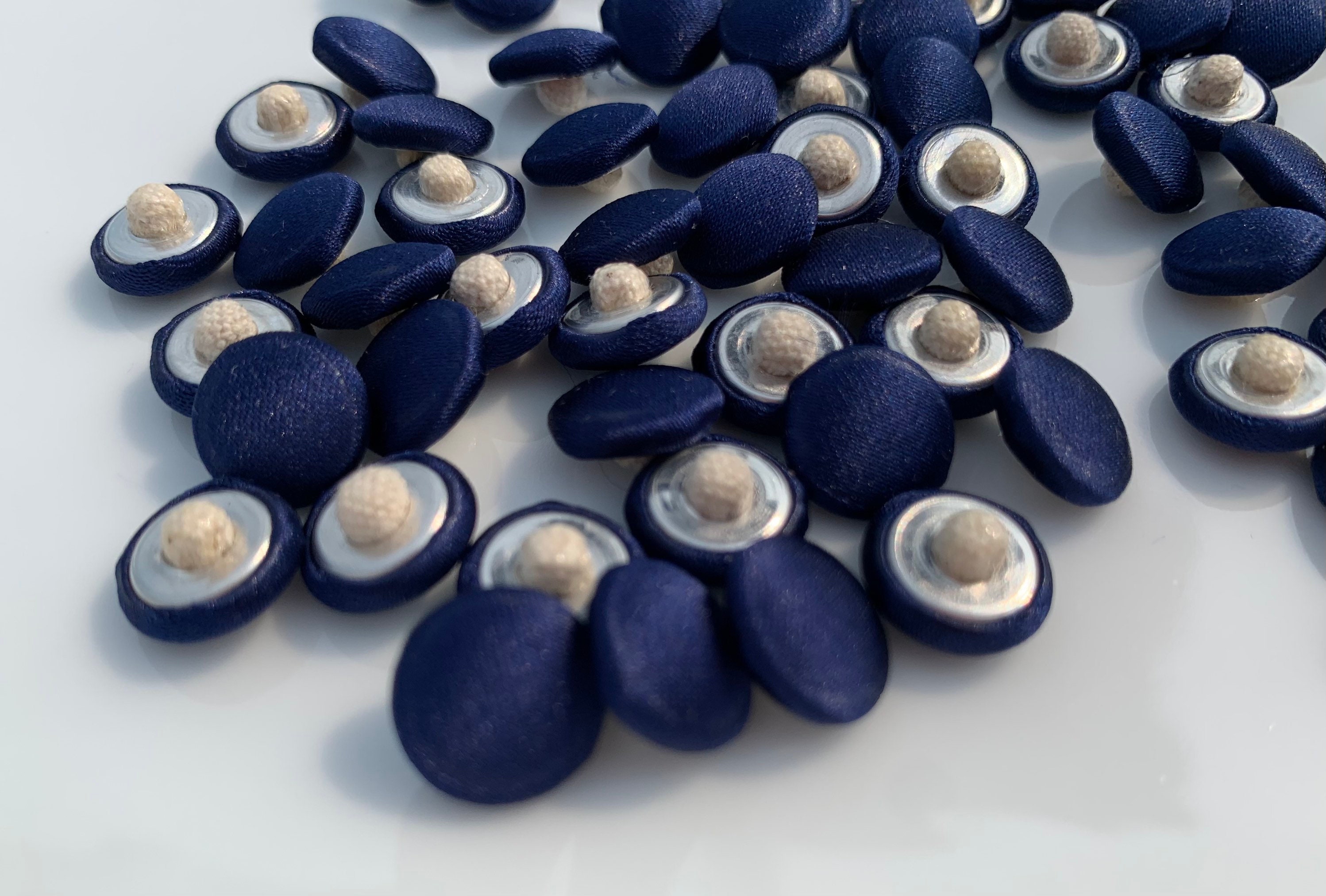 Bridal Buttons satin covered by the Dozen color navy blue | Etsy