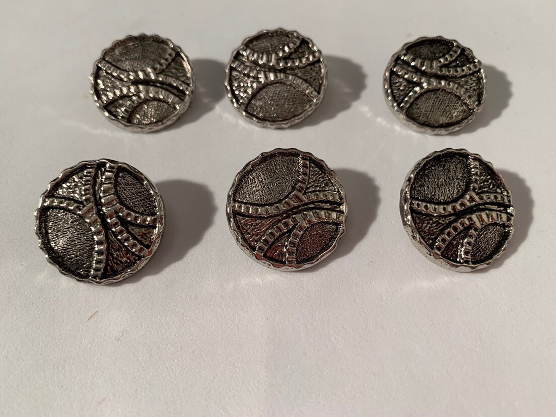 Silver Medium Button With Texture Design Button Plastic Sewing - Etsy