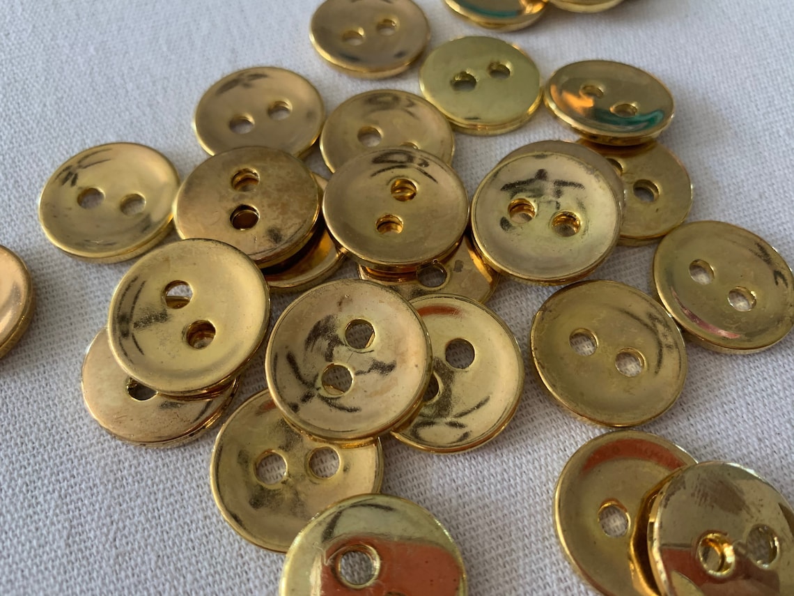 Gold Medium Button Sew Through Button Metal Sewing Buttons - Etsy