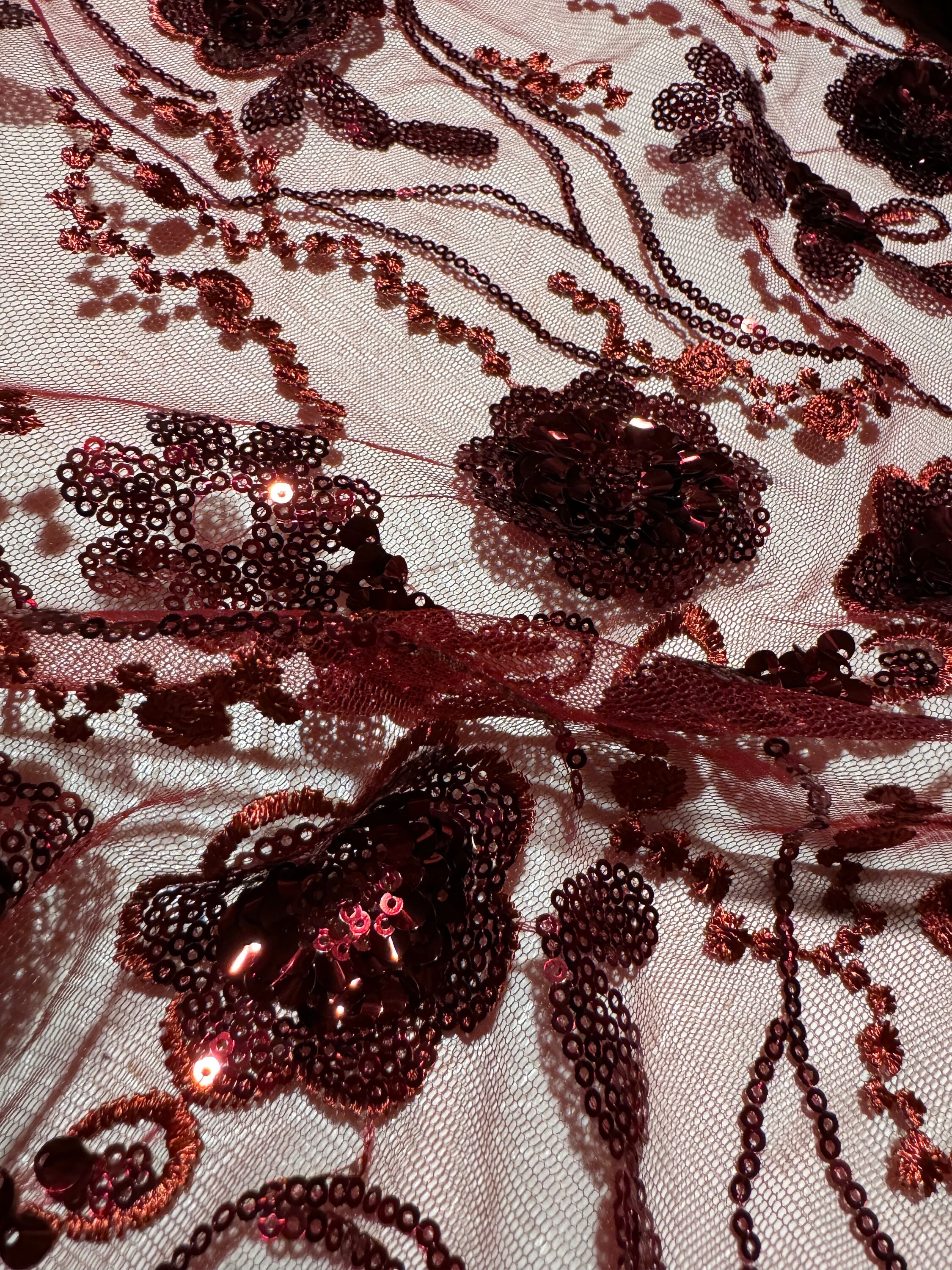 Wine Lace Sequin Lace in Floral Design Lace With Wine Sequins Perfect ...