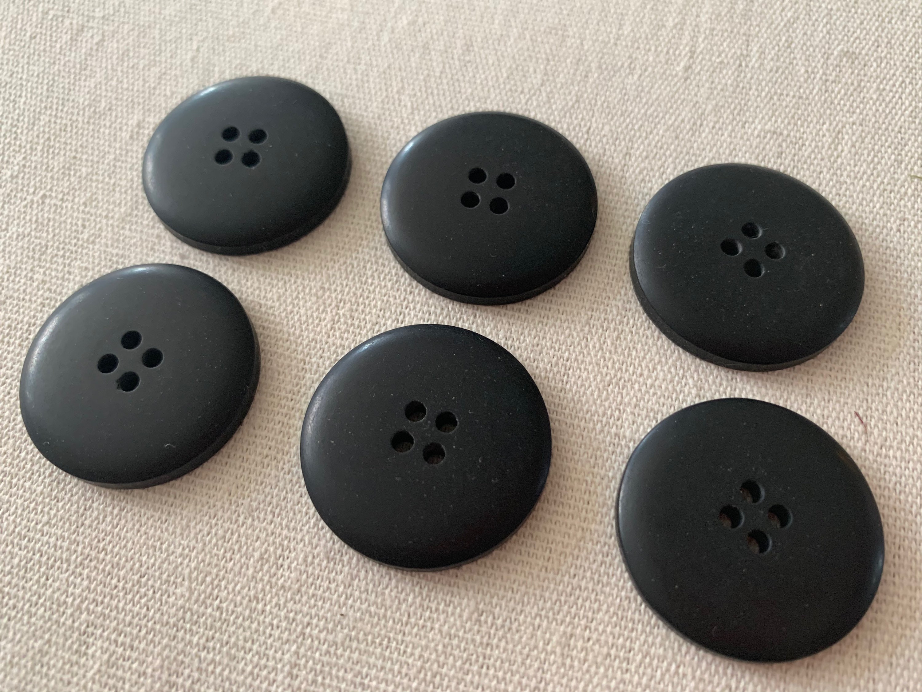 Medium Black Sewing Buttons Plastic Sewing Buttons 1 1/8” 29mm Vintage ...