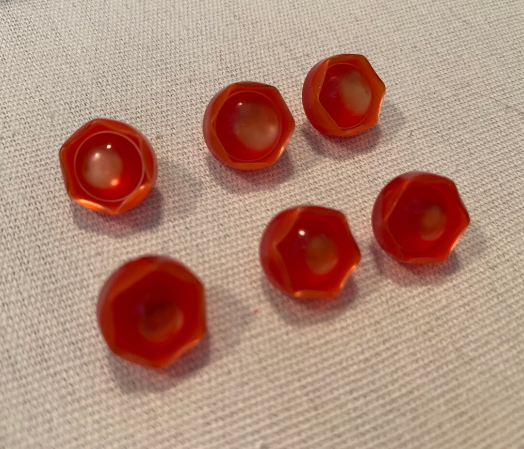 Medium Fire Orange Buttons With Glistening Sheen in a Geometric Design ...