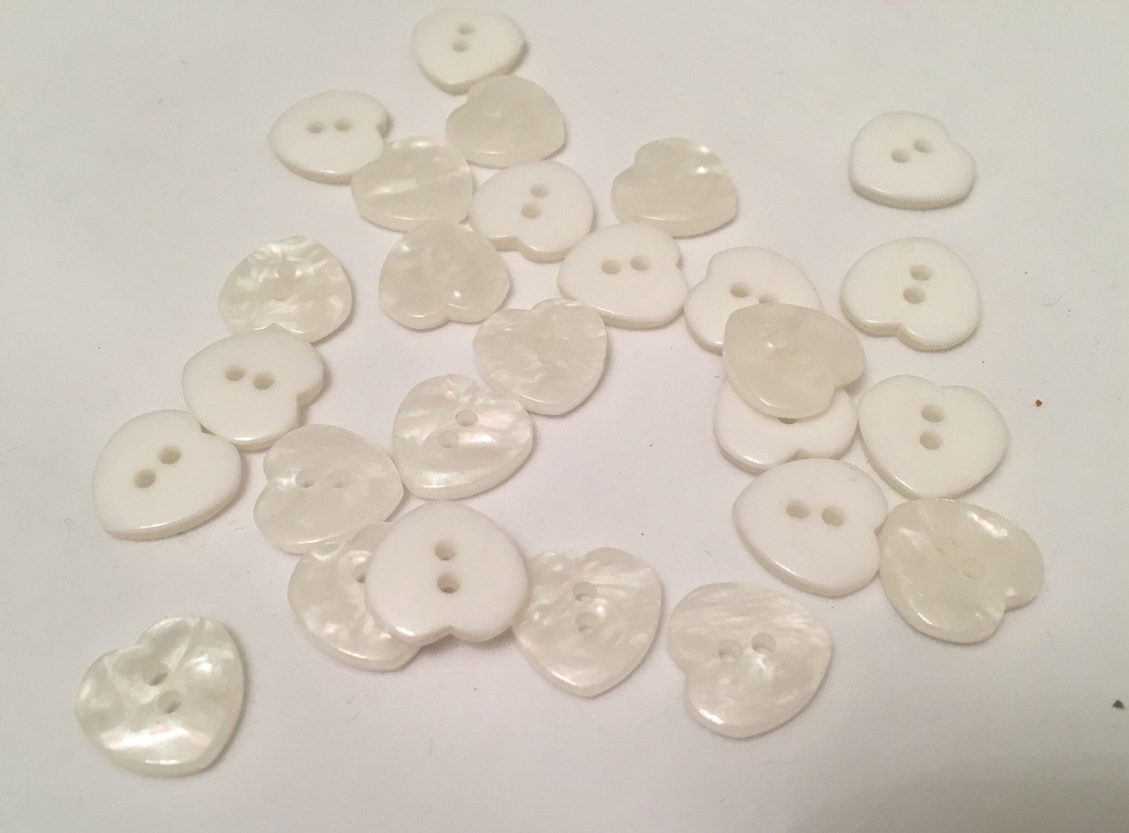 Small heart shape buttons in white marble finish buttons | Etsy