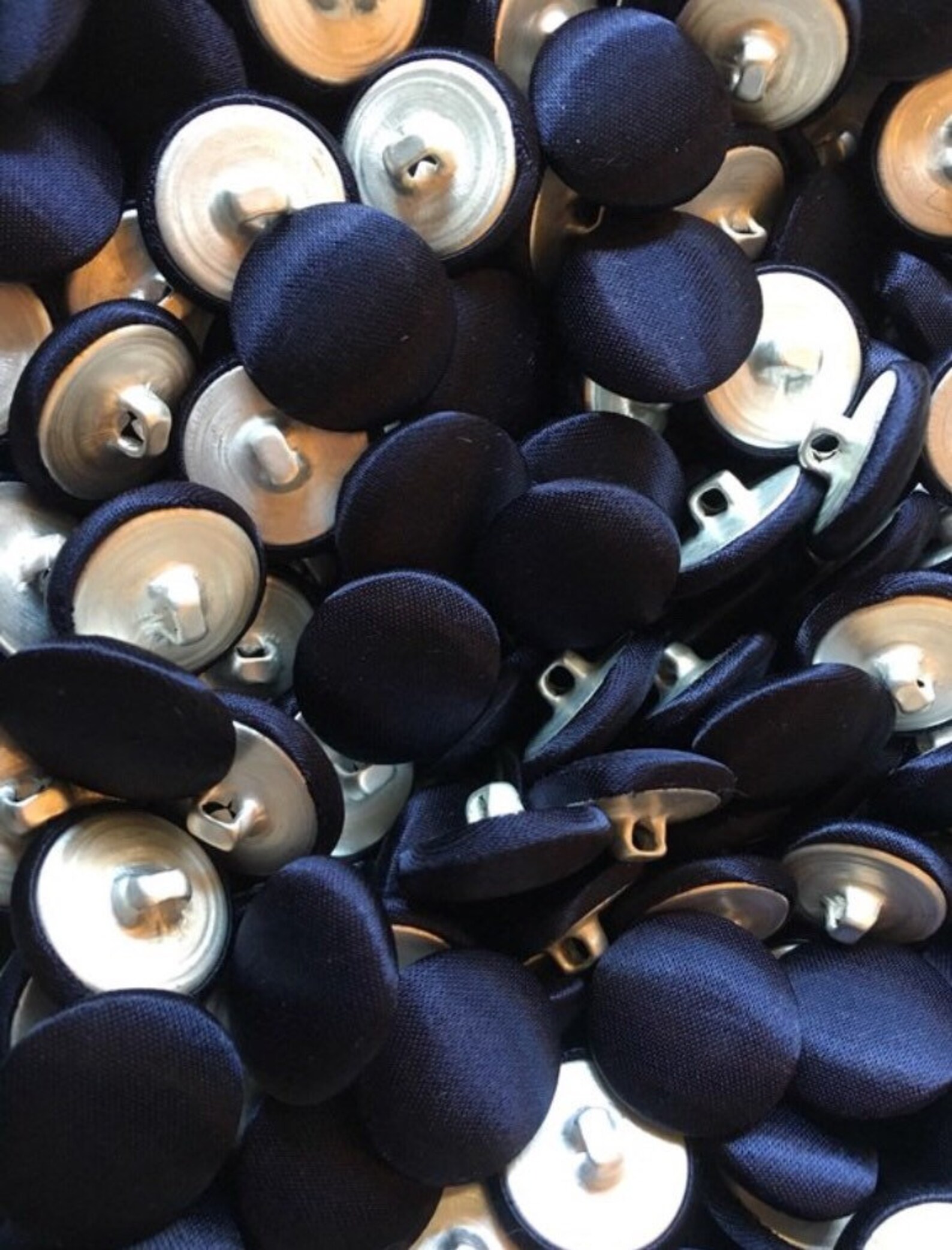 Navy Satin Covered Button 16mm- 5/8" Inch Color Navy-12 Sewing Buttons ...