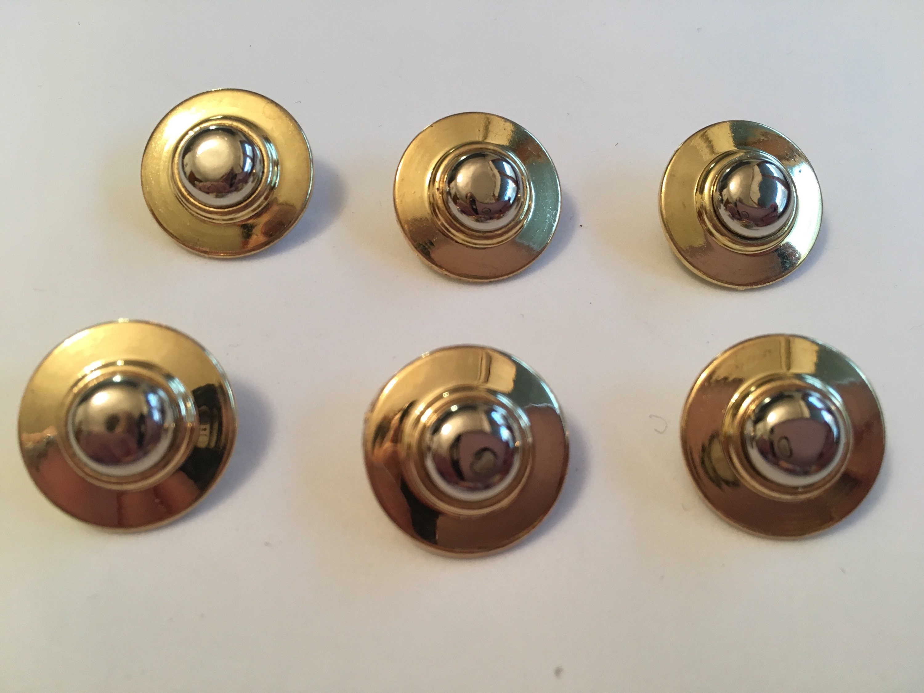Silver and Gold Medium Button Gold Edging With Silver Center Design ...