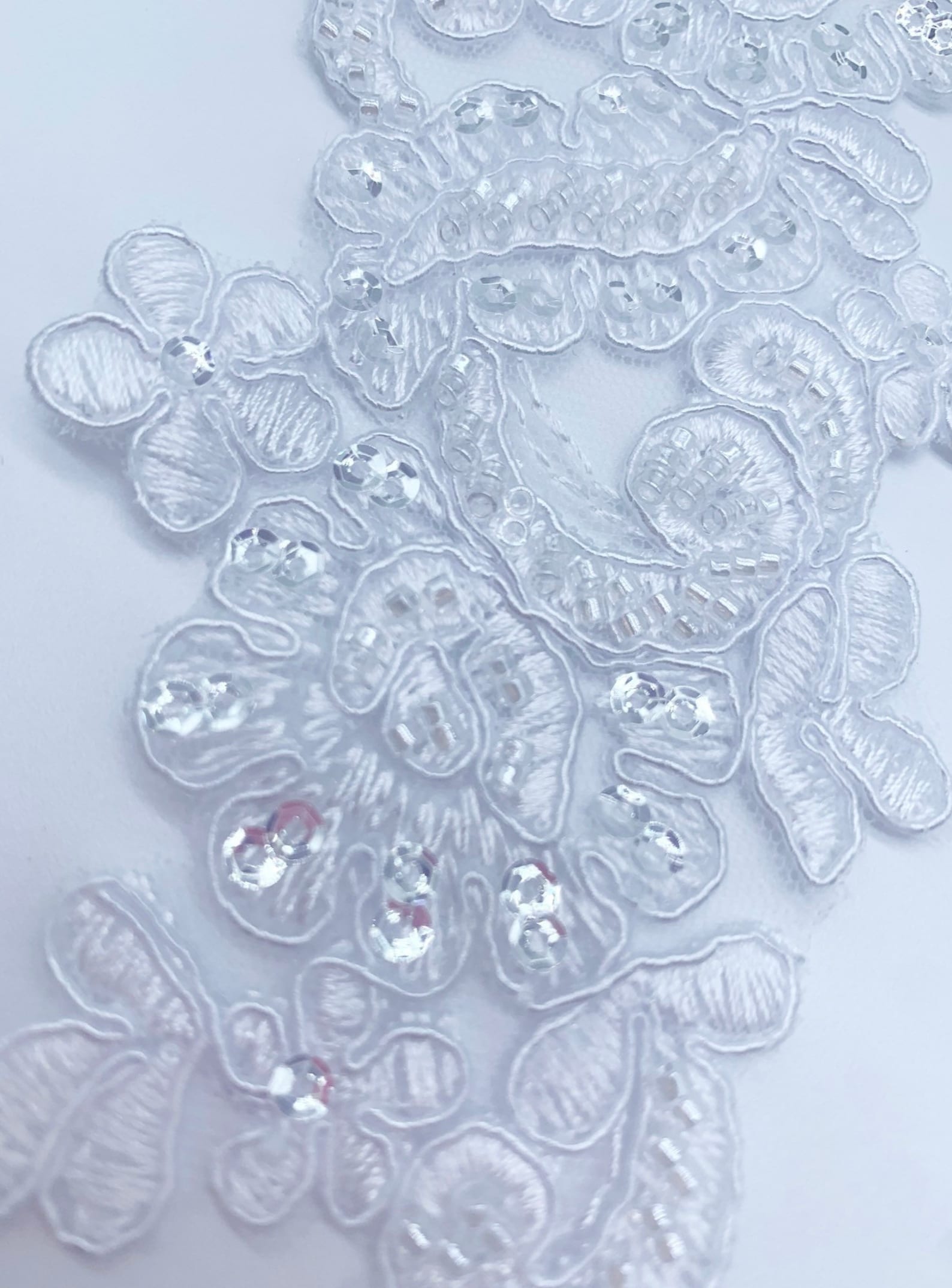 White Beaded Appliques on Netting Applique Pair in White - Etsy