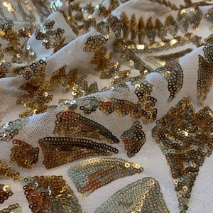 Metallic Gold Sequin All Over Sequin on Mesh by the Yard Sequin Fabric ...