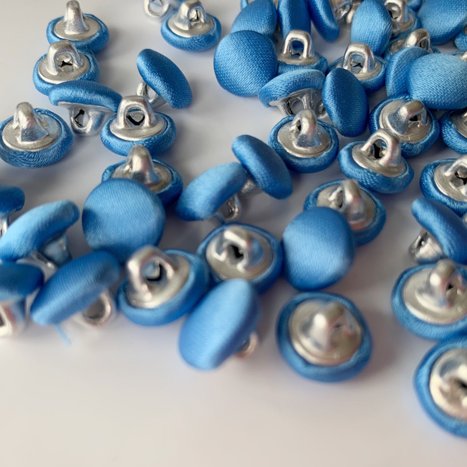 Bridal Buttons Satin Covered by the Dozen Color Cornflower Blue Shank ...