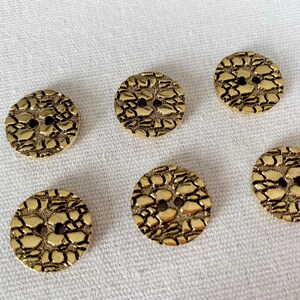 Gold Medium Button Sew Through Button Metal Sewing Buttons 3/4” 20mm 6 ...