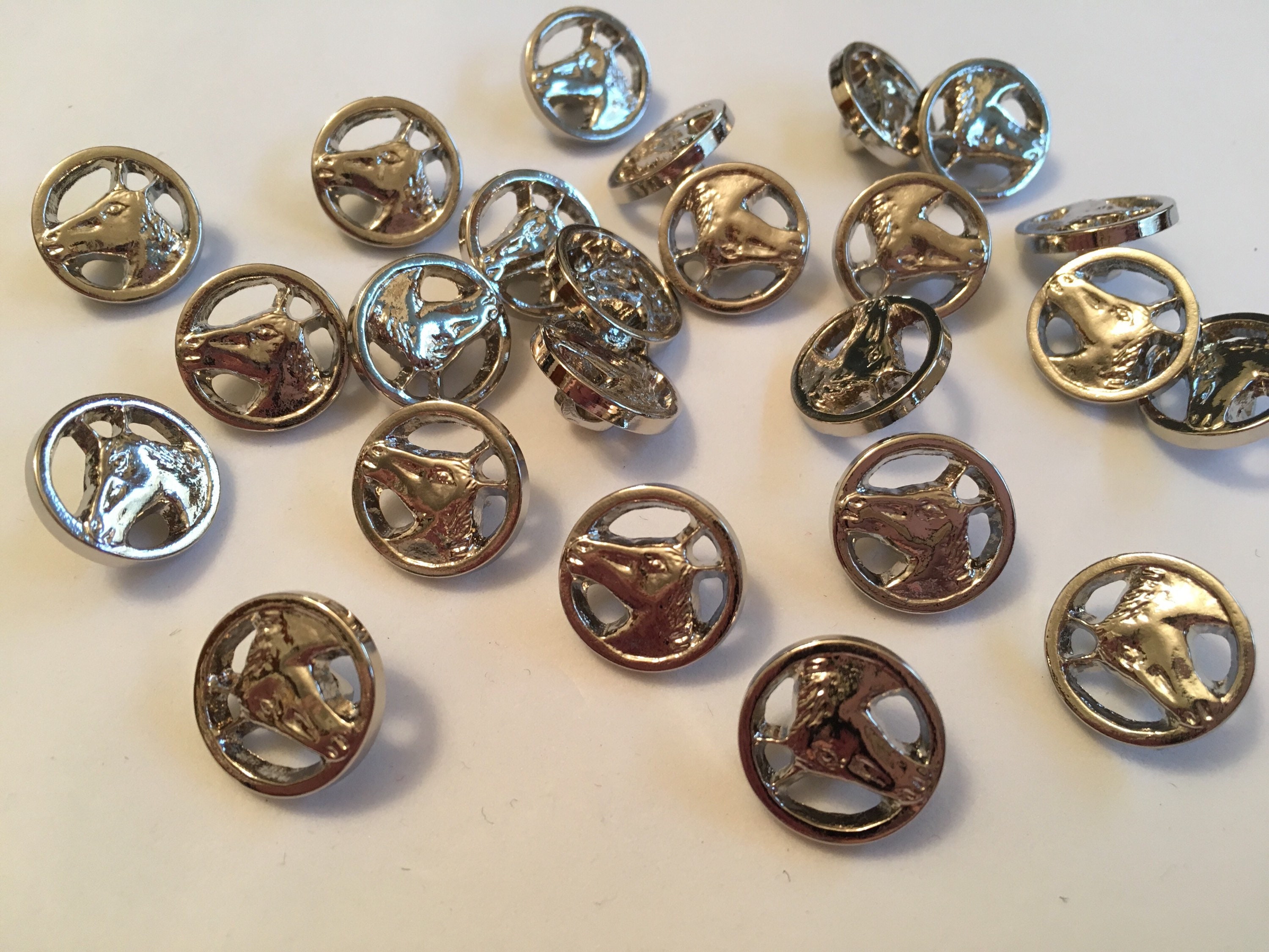 Silver Small Button With Horse Design Button Plastic Sewing Buttons ...
