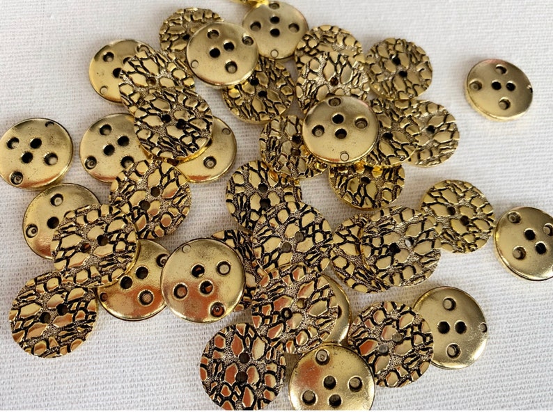 Gold medium button sew through button metal sewing buttons | Etsy