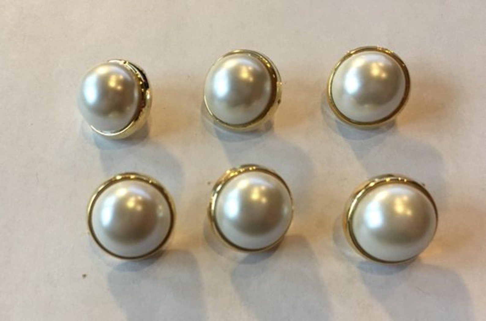 Small Pearl Buttons With Gold Trim Accent Plastic Sewing | Etsy