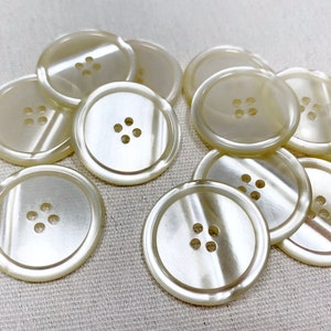 Large Buttons, Ivory Mother Shiny of Pearl Finish Sewing Buttons 1 3/8 ...