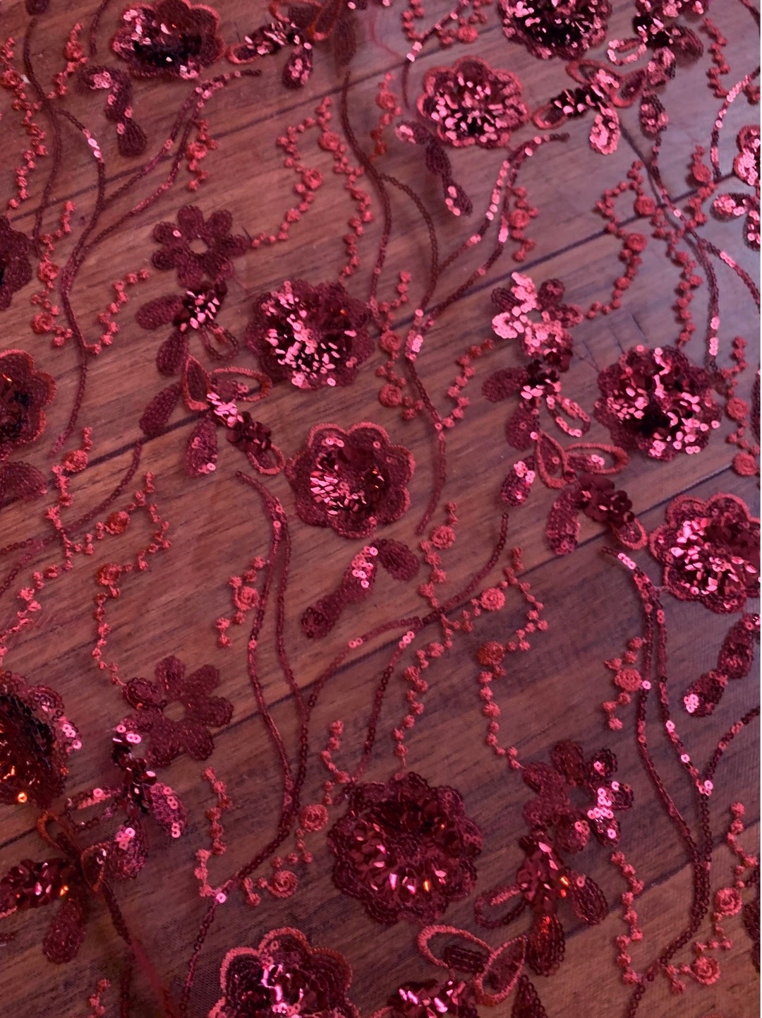 Wine Lace Sequin Lace in Floral Design Lace With Wine Sequins - Etsy