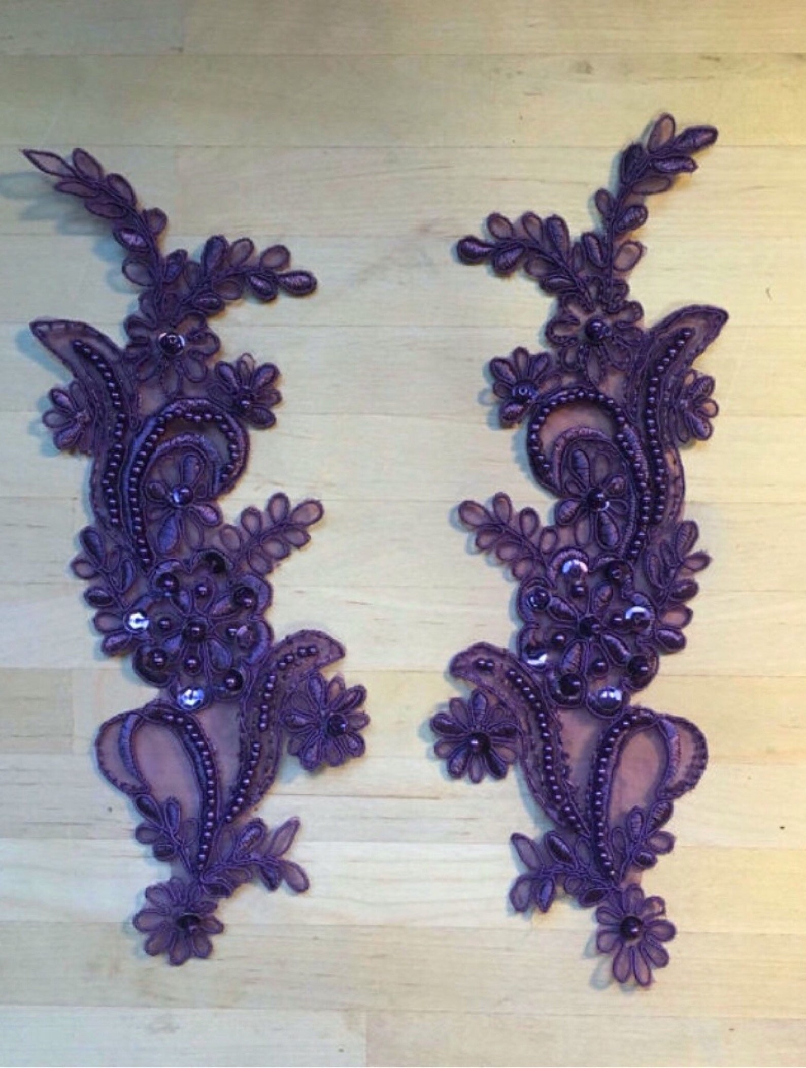 Purple Beaded Applique Beaded Applique Lace Pair for Lyrical - Etsy