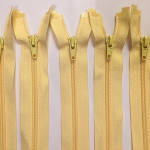 5 Separating Zippers 13 Inch Light Yellow Nylon Coil Separating Zipper ...