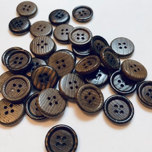 24 Buttons Small Brown Faux Wood Buttons 18 Mm 3/4 Inch Sewing Buttons ...