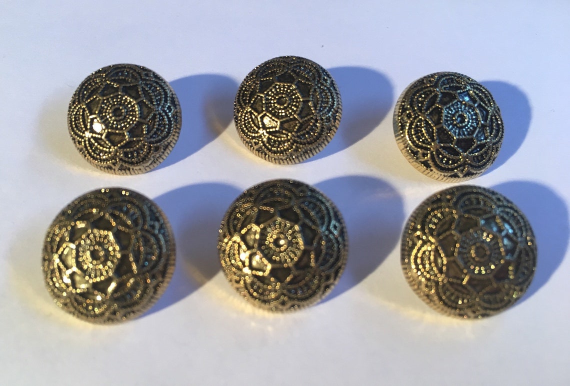 Medium Button Antique Gold Buttons Almost Bronze Finish Plastic Sewing ...