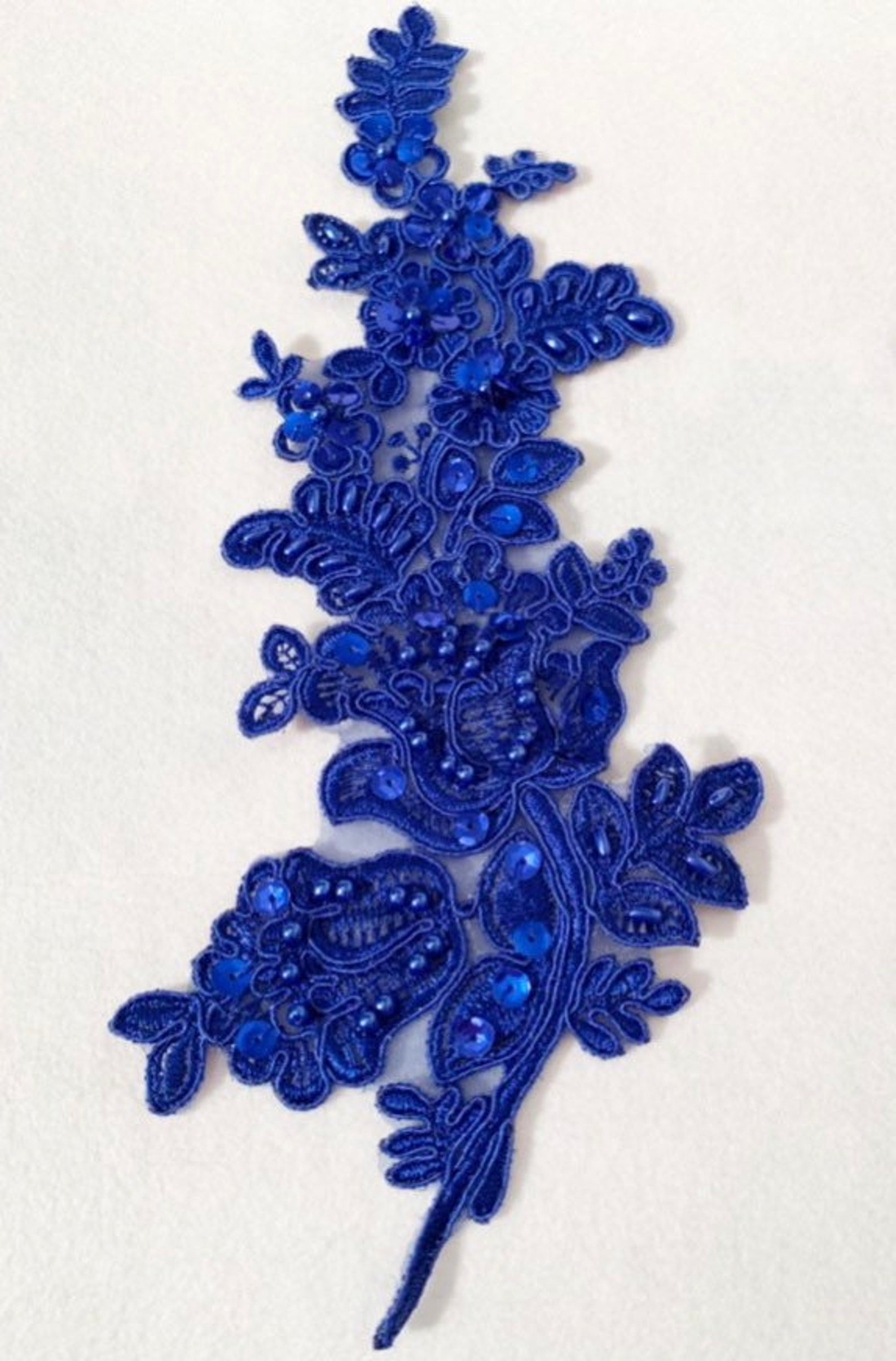 Royal Blue Beaded Applique Beaded Applique Lace Pair for - Etsy