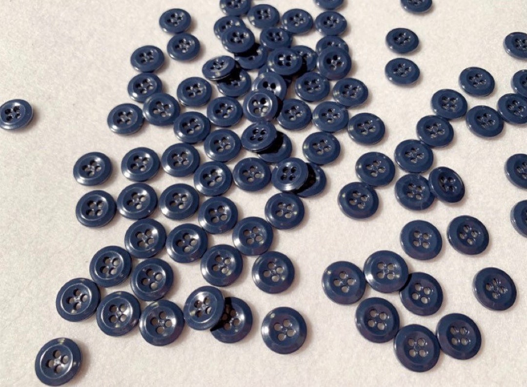 Small Denim Navy Button Finish 3/4" Inch Sewing Buttons, 12 Vintage Sew ...
