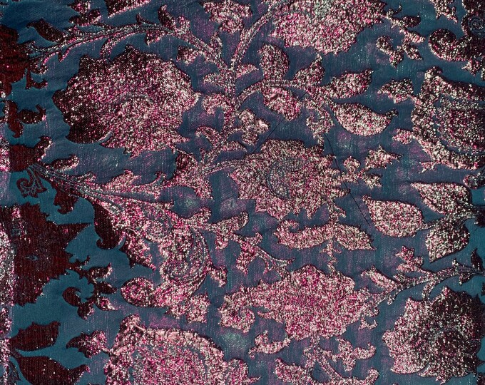 Multi Colored Brocade in a Swirl Wave Pattern With Gold Metallic ...