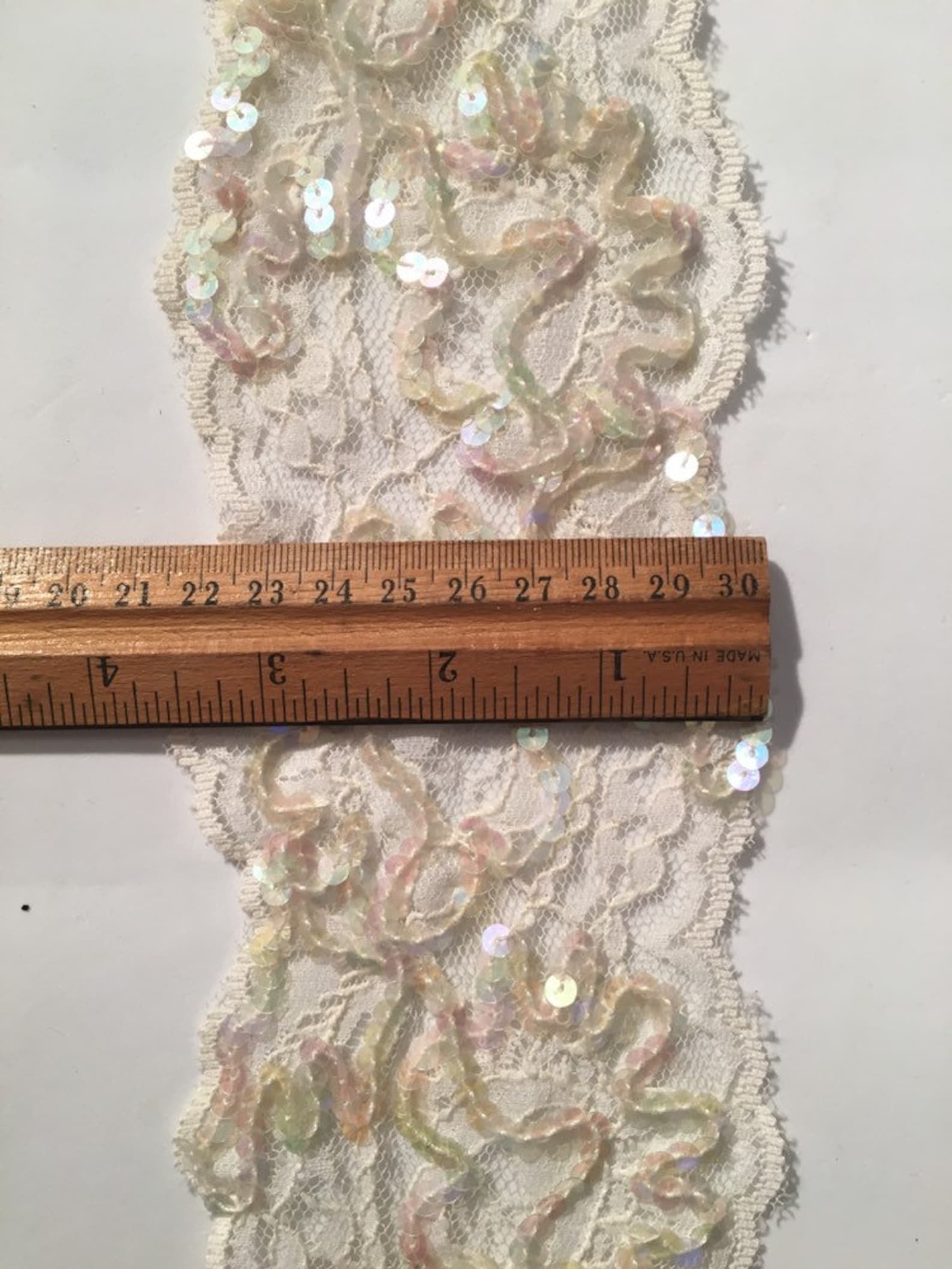 Ivory Sequins Lace Trim Bridal Lace Trim With Floral Design Bridal Trim ...