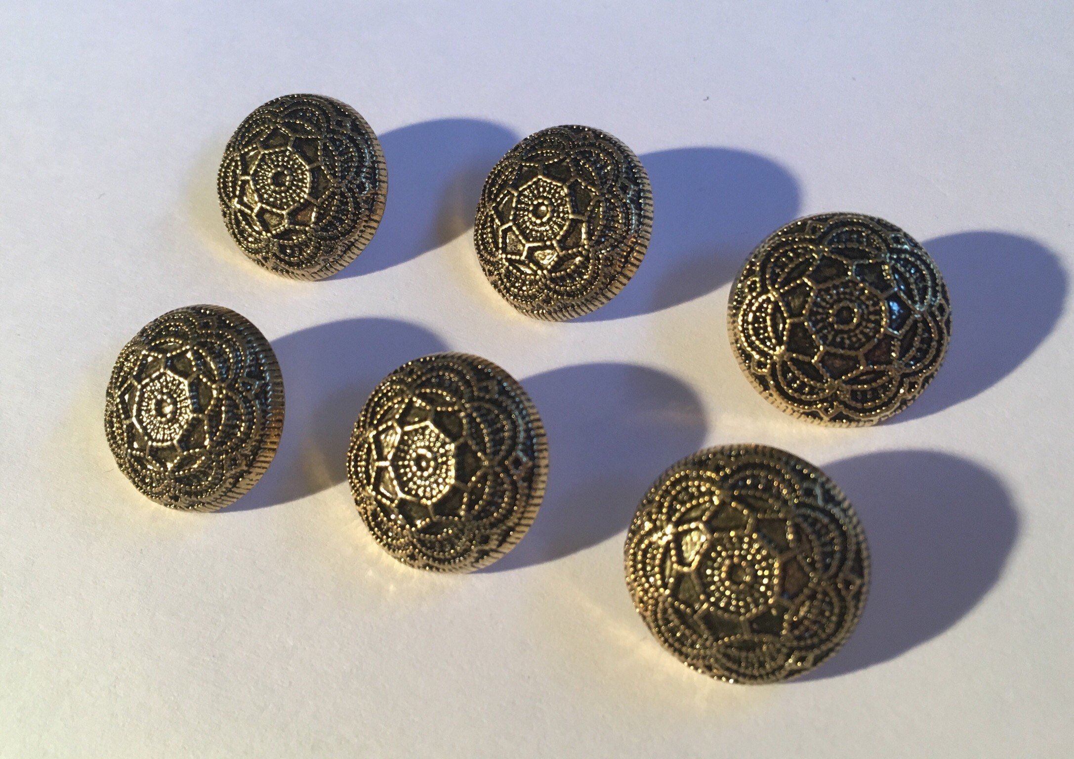 Medium button antique gold buttons almost bronze finish | Etsy