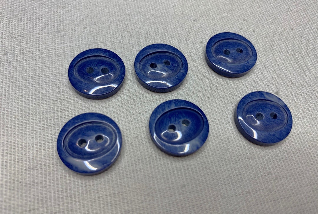 Medium Blue Marble Look Buttons 3/4 Inch Sewing Buttons, 6 Sew Through ...