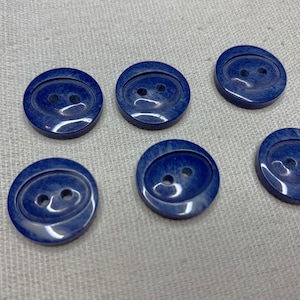 Medium Blue Marble Look Buttons 3/4 Inch Sewing Buttons, 6 Sew Through ...