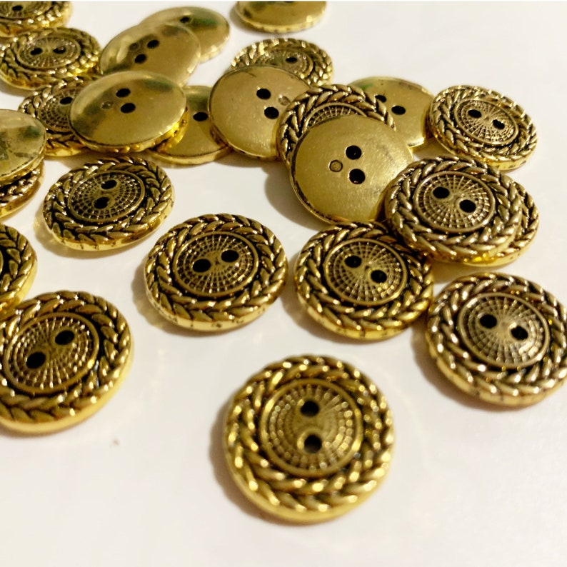 Gold Medium Button Sew Through Button Plastic Sewing Buttons 3/4” 6 to ...