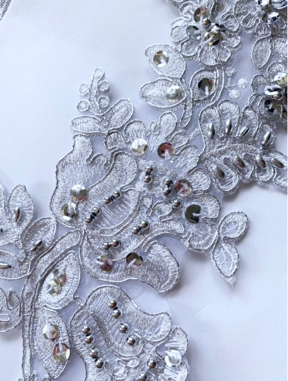 Silver Beaded Applique With Silver Metallic Cording Beaded - Etsy