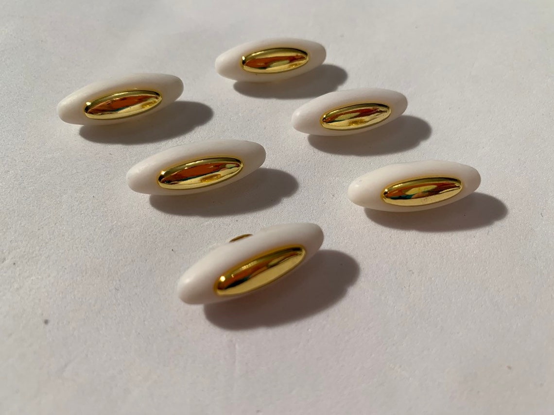 Medium Toggle Button White and Gold Sewing Buttons Plastic | Etsy