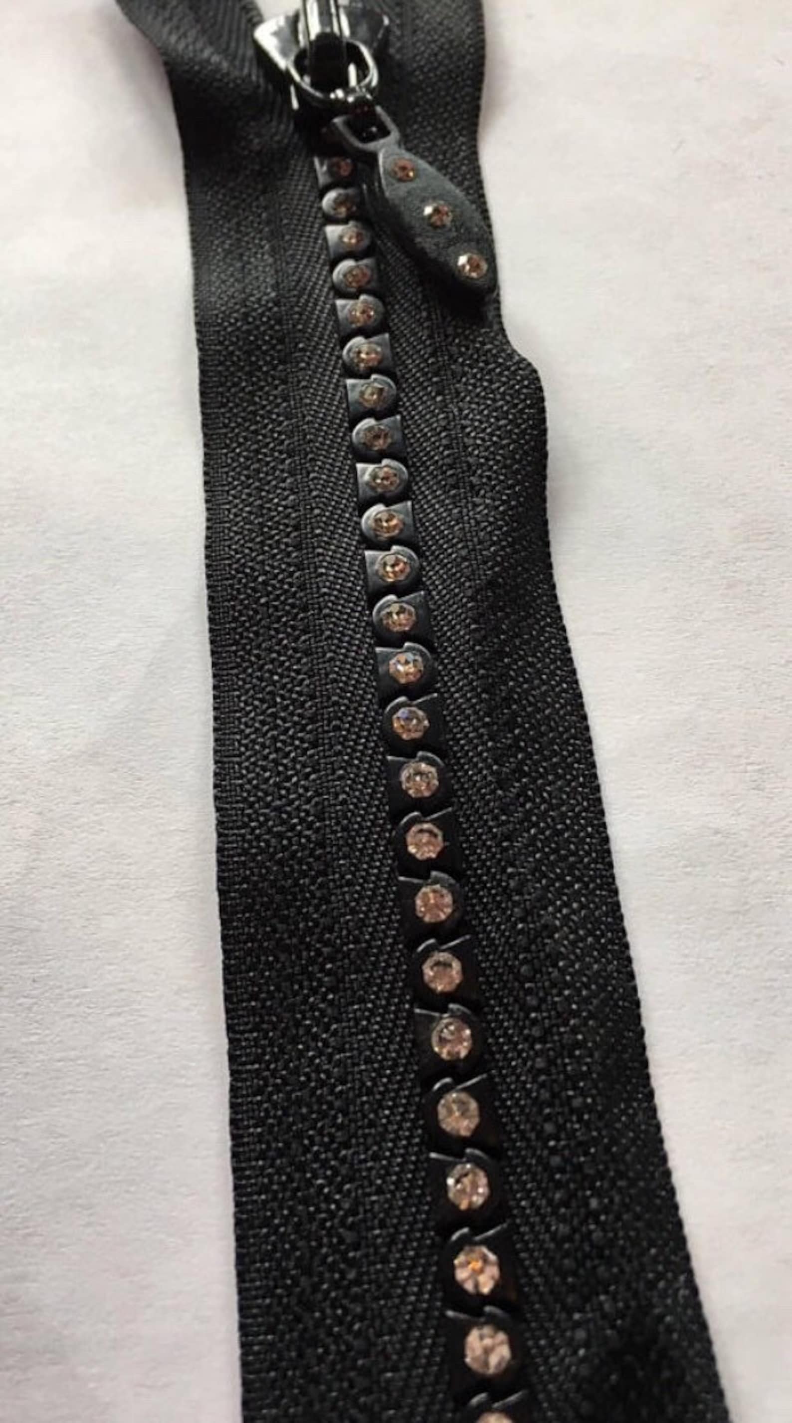 3 Black Rhinestone Zippers 8 Long Nylon Coil Zipper | Etsy