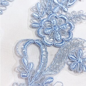 Light Blue Beaded Applique, Beaded Applique Lace Pair for Lyrical Dance ...