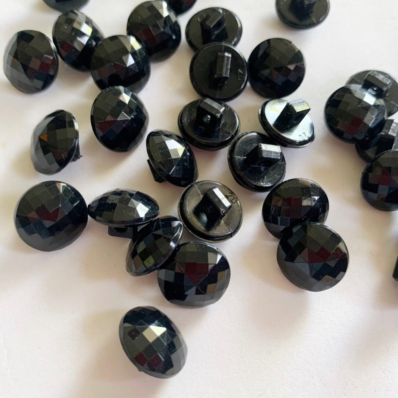 Small Black Shank Back Buttons 14 Mm 1/2 Inch Sewing Buttons, 6 Vintage ...