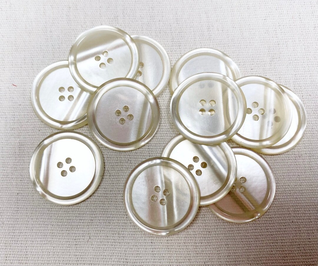 Large Buttons, Ivory Mother Shiny of Pearl Finish Sewing Buttons 1 3/8 ...