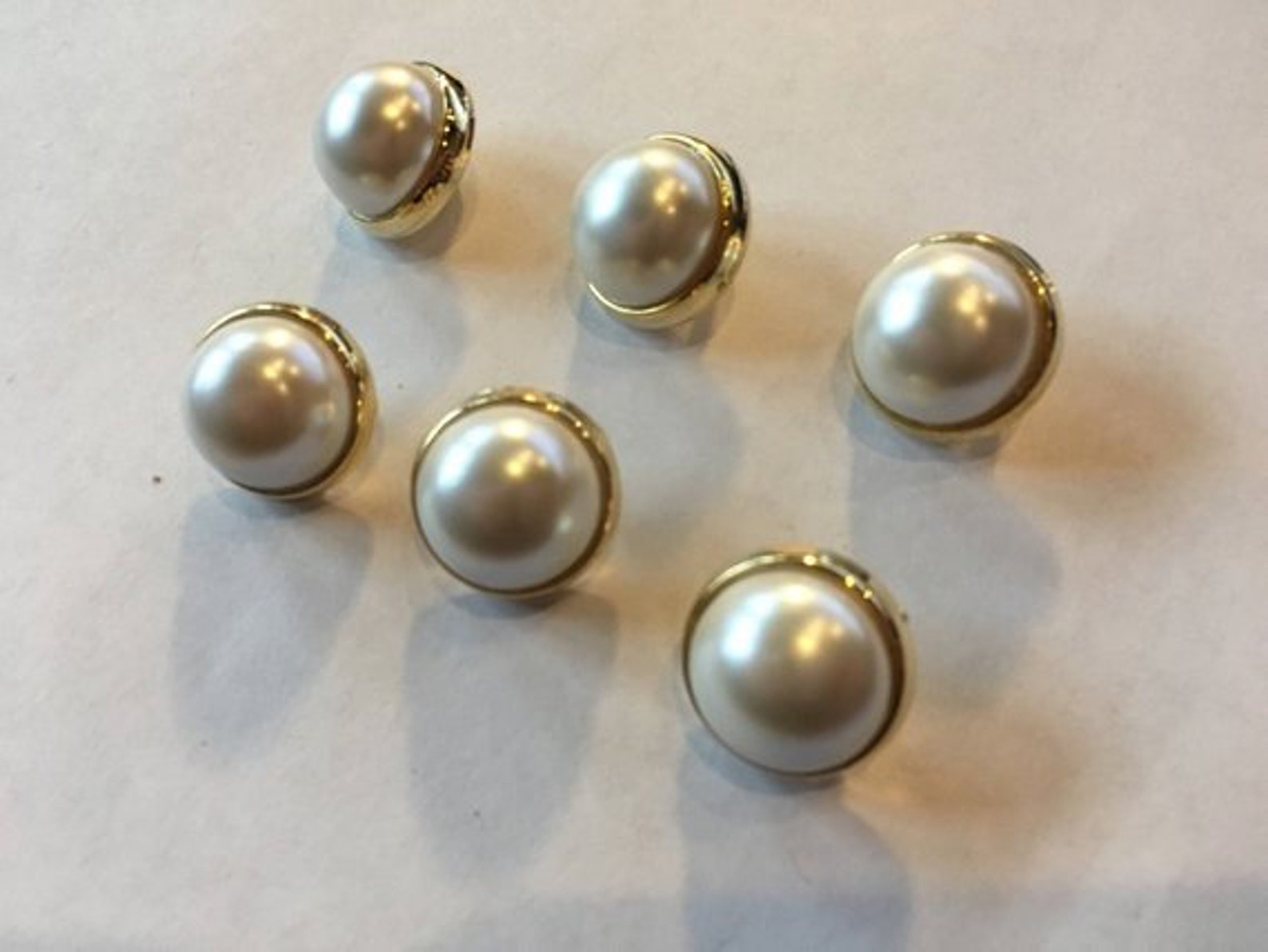 Small Pearl Buttons With Gold Trim Accent Plastic Sewing - Etsy