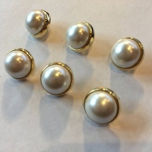 Small Pearl Buttons With Gold Trim Accent Plastic Sewing Buttons 1/2 ...