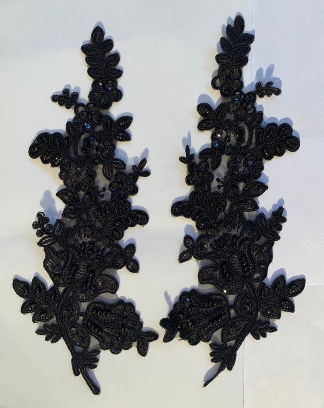 Black Beaded Applique With Cording - Etsy