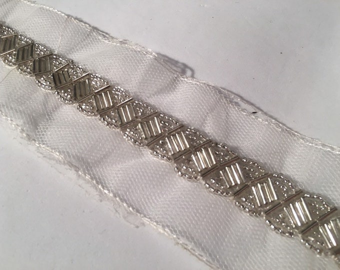 Beaded Trim White and Siler Metallic Trim Beaded With Metallic Simple ...
