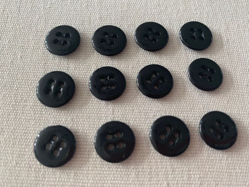 Small Black Sewing Buttons Plastic Sewing Buttons 1/2” Black Button 12 ...