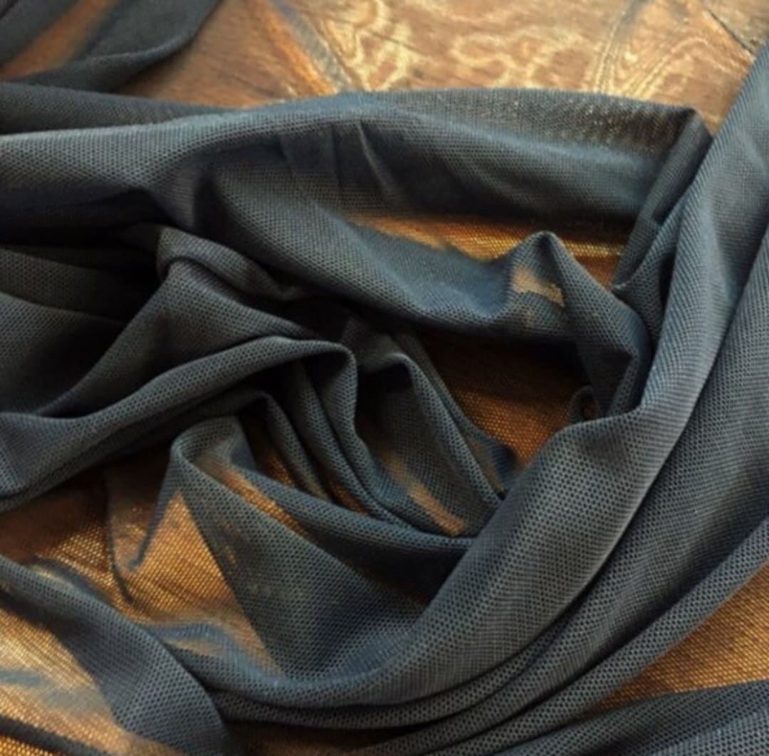 Zwarte stretch power mesh nylon spandex stof op maat gesneden, zwarte ...