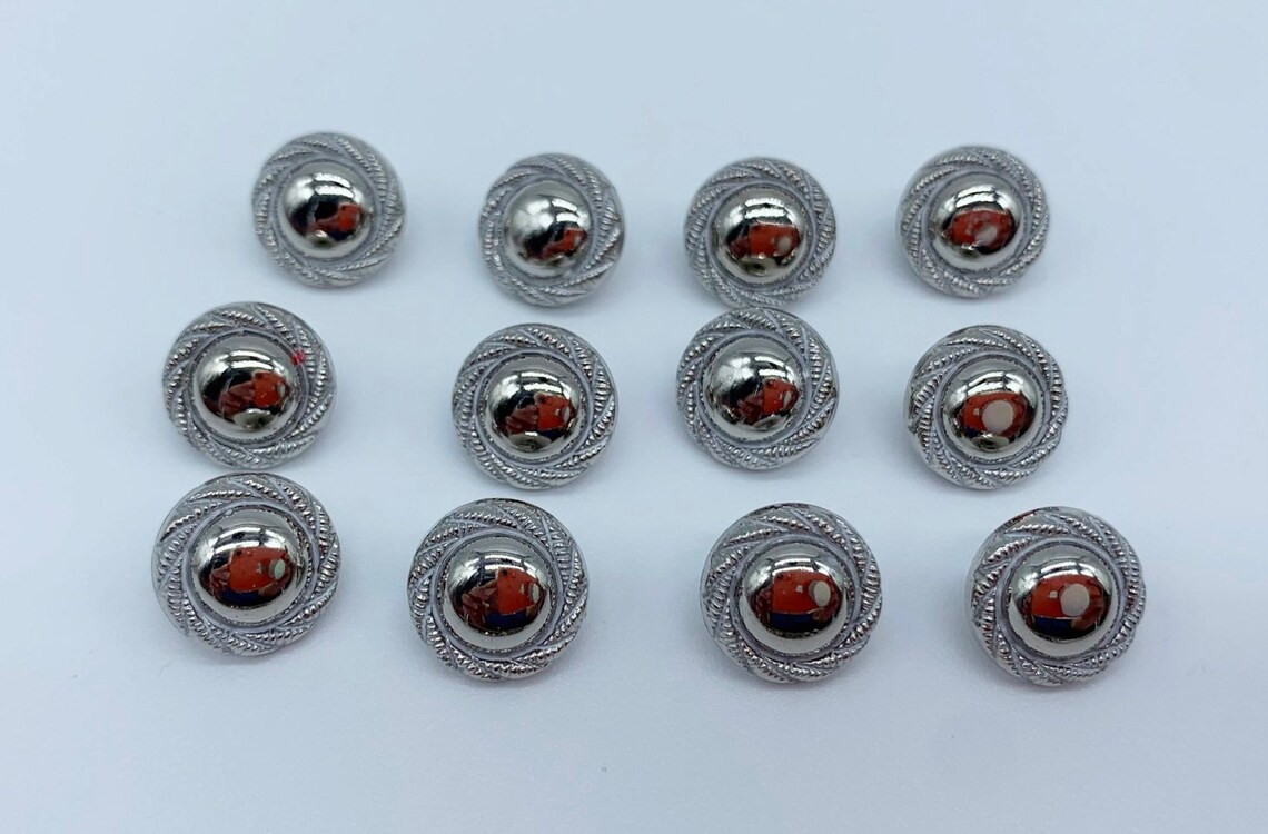 Silver Small Button Dome Shape Design With Decorative Edge - Etsy