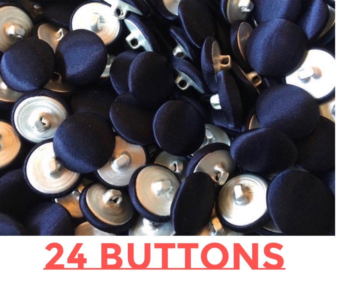 24 Navy Satin Covered Button 16mm- 5/8" Inch Color Navy- 24 Sewing ...