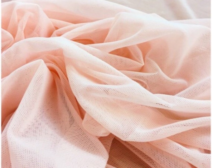 Blush Stretch Power Mesh Fabric by the Yard, Rose Power Mesh, Soft ...