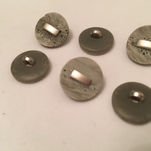 Medium Gray Button With Silver Accent Center and Shank Back Plastic ...