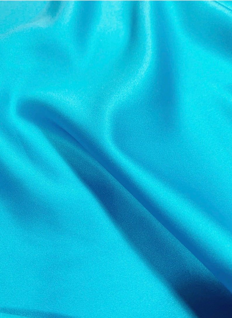 Baja Turquoise Satin, Bridal Fabric, Satin Lamour Baja Turquoise Lamour ...