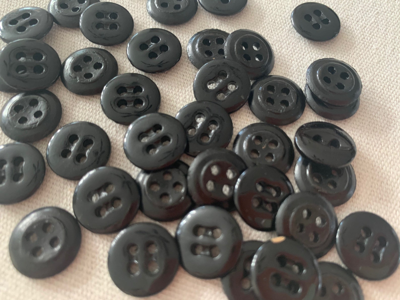 Small Black Sewing Buttons Plastic Sewing Buttons 1/2” Black Button 12 ...