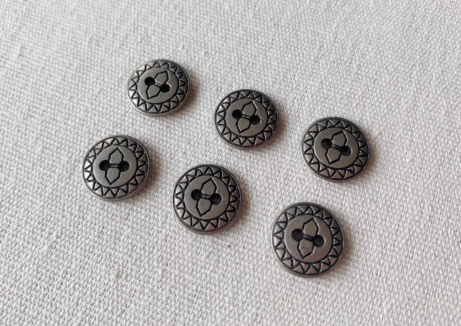 Silver Medium Button With Decorative Design Button Metal | Etsy