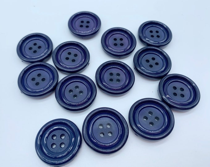 Medium Navy Button Finish 1 1/4" Inch Sewing Buttons, 6 Vintage Sew ...